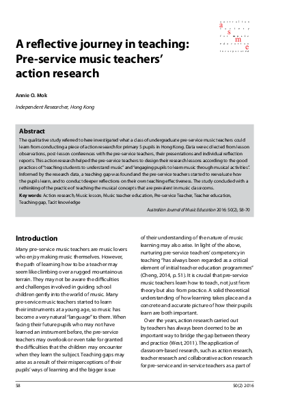 (PDF) A reflective journey in teaching: Pre-service music teachers ...