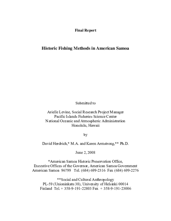 (PDF) Historic fishing methods in American Samoa