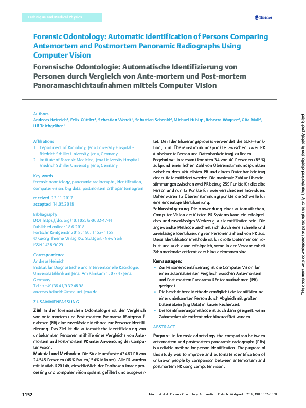 (PDF) Forensic Odontology: Automatic Identification of Persons ...
