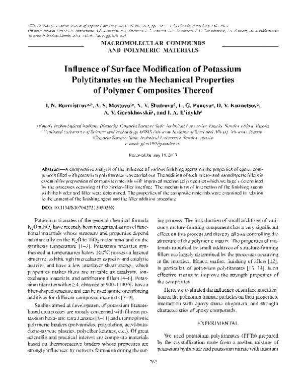 (PDF) Influence of surface modification of potassium polytitanates on ...