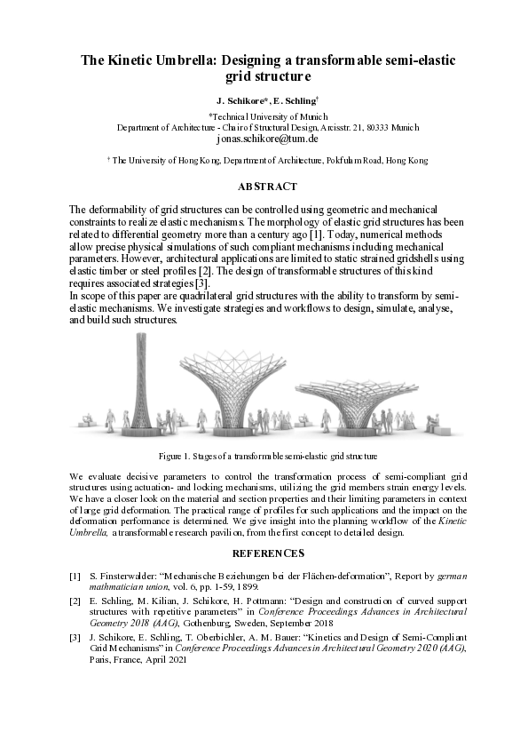 (PDF) The Kinetic Umbrella: Designing a transformable semi-elastic grid ...