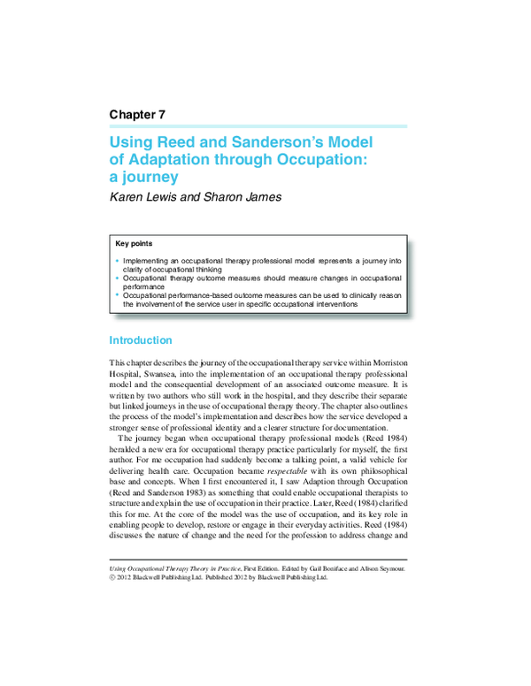 (PDF) Using Reed and Sanderson's Model of Adaptation through Occupation ...