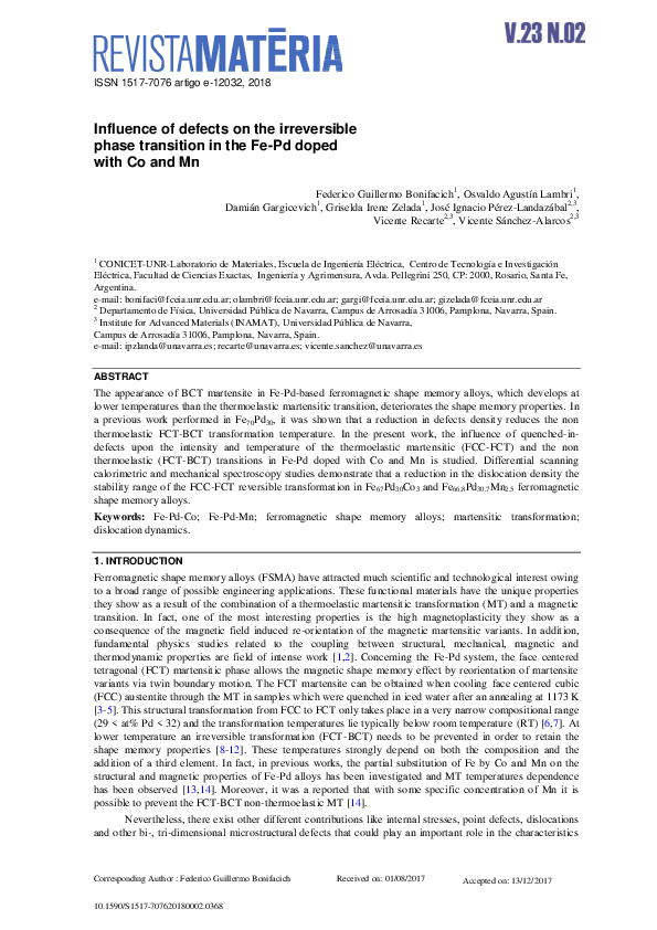(PDF) Influence of defects on the irreversible phase transition in Fe ...