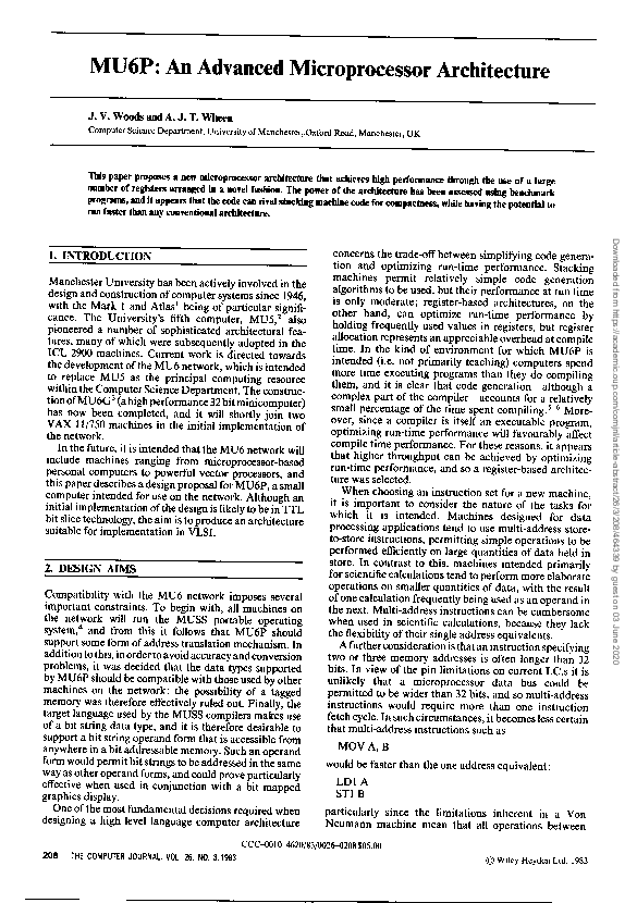 (PDF) MU6P: An Advanced Microprocessor Architecture