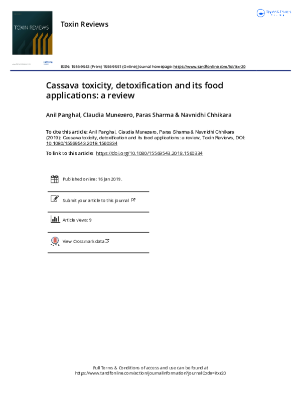 (PDF) Cassava toxicity, detoxification and its food applications: a review