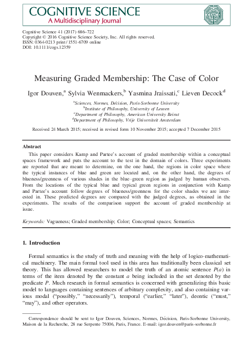 (PDF) Measuring Graded Membership: The Case of Color