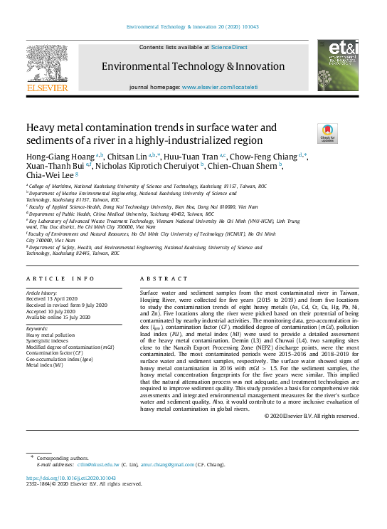 (PDF) Heavy metal contamination trends in surface water and sediments ...