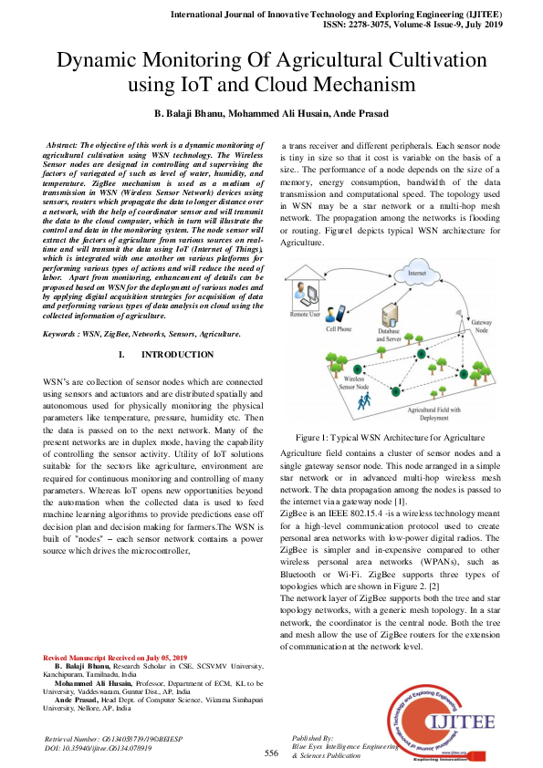 (PDF) Dynamic Monitoring of Agricultural Cultivation using IoT and ...