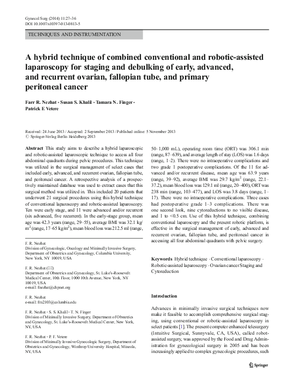 (PDF) A hybrid technique of combined conventional and robotic-assisted ...