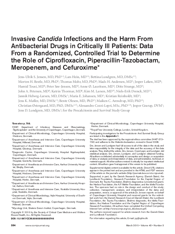 (PDF) Invasive Candida Infections and the Harm From Antibacterial Drugs ...