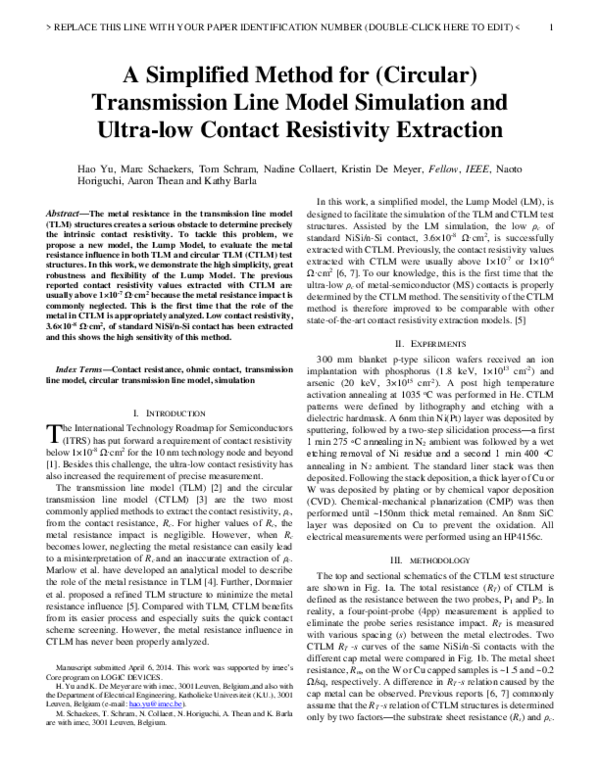 (PDF) A Simplified Method for (Circular) Transmission Line Model ...