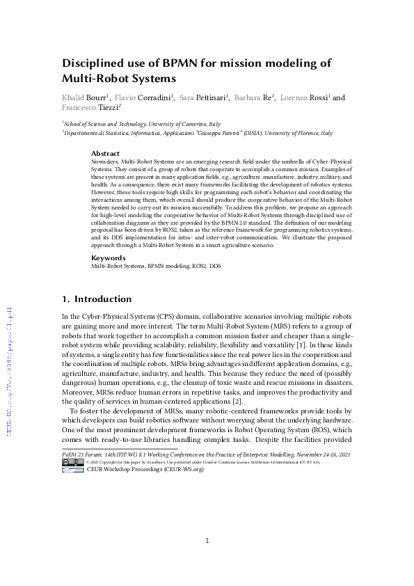 (PDF) Disciplined use of BPMN for mission modeling of Multi-Robot Systems