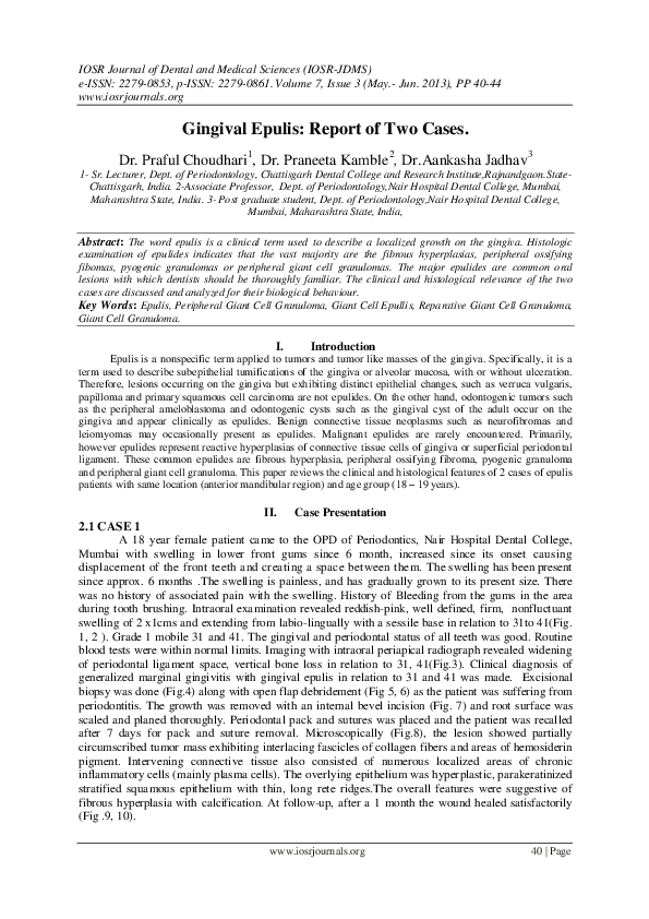 (PDF) Gingival Epulis: Report of Two Cases