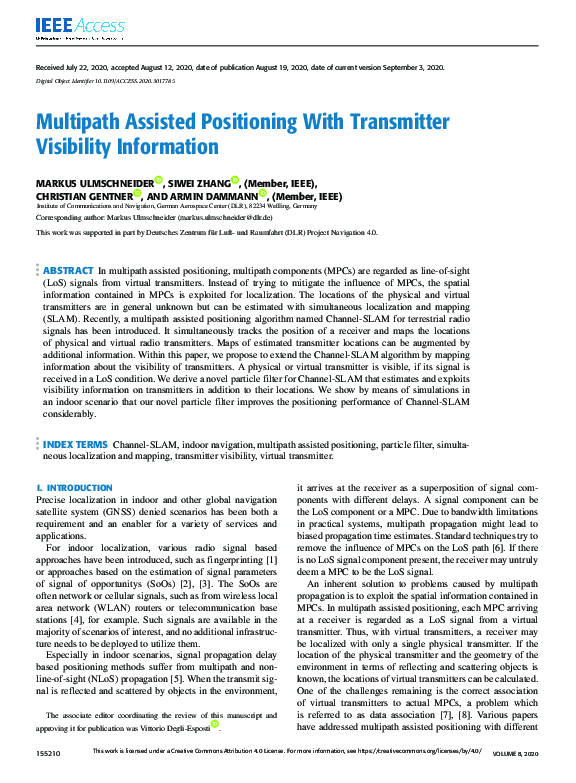 (PDF) Multipath Assisted Positioning With Transmitter Visibility Information
