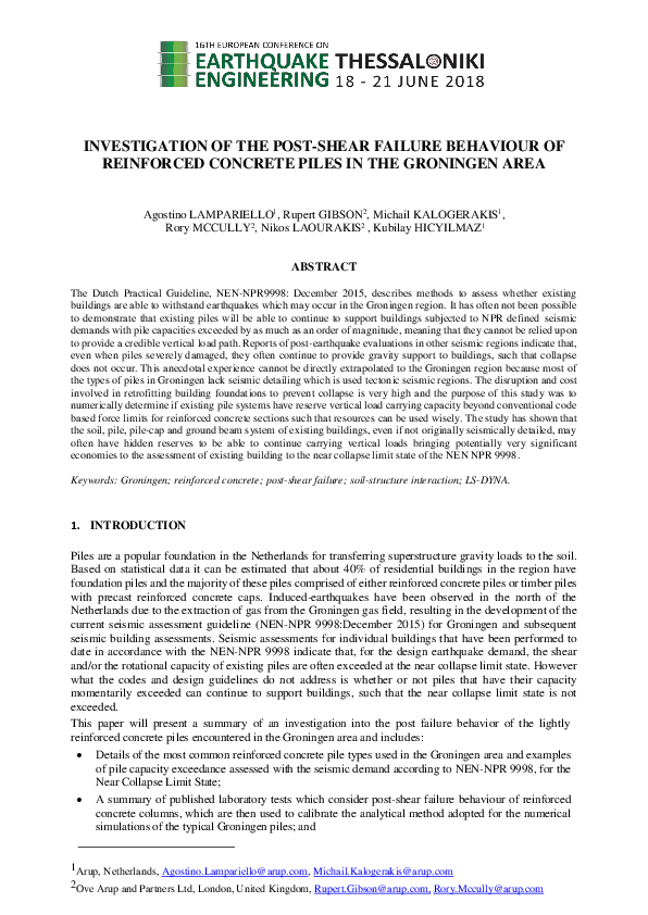 (PDF) Investigation of the Post-Shear Failure Behaviour of Reinforced Concrete Piles in the ...