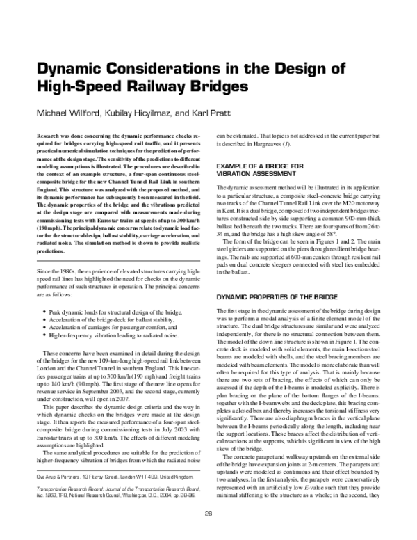 (PDF) Dynamic Considerations in the Design of High-Speed Railway Bridges