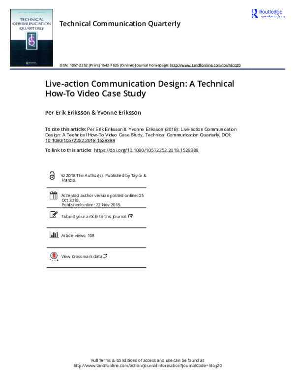 (PDF) Live-action Communication Design: A Technical How-To Video Case Study