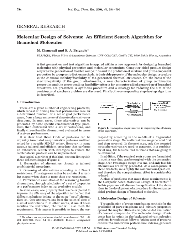 (PDF) Molecular Design of Solvents: An Efficient Search Algorithm for Branched Molecules
