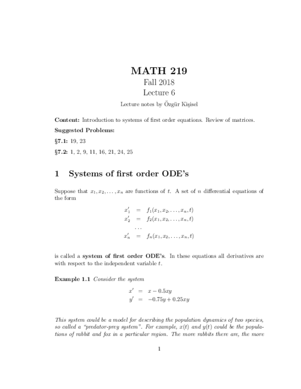 Pdf Differential Equations Lecture Notes No 6