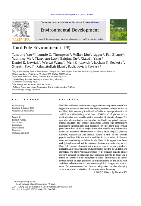 (PDF) Third Pole Environment (TPE)