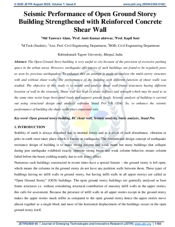 (PDF) Seismic Performance of Open Ground Storey Building Strengthened with Reinforced Concrete ...