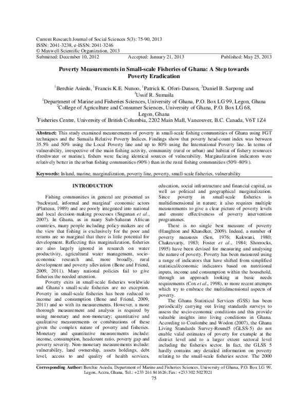 (PDF) Poverty Measurements in Small-scale Fisheries of Ghana: A Step ...