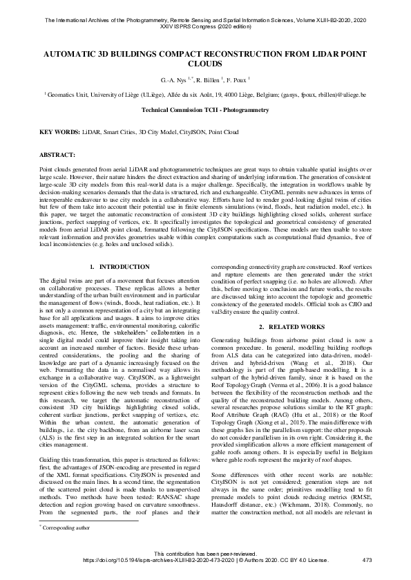 (PDF) Automatic 3D Buildings Compact Reconstruction from Lidar Point Clouds