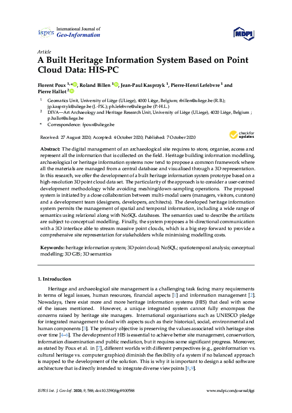 (PDF) A Built Heritage Information System Based on Point Cloud Data: HIS-PC