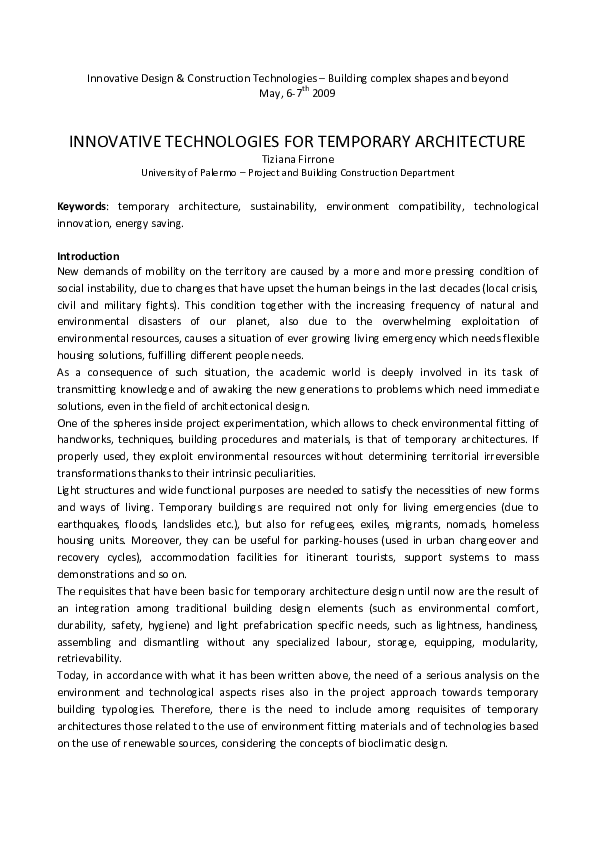(PDF) Innovative technologies for temporary architecture