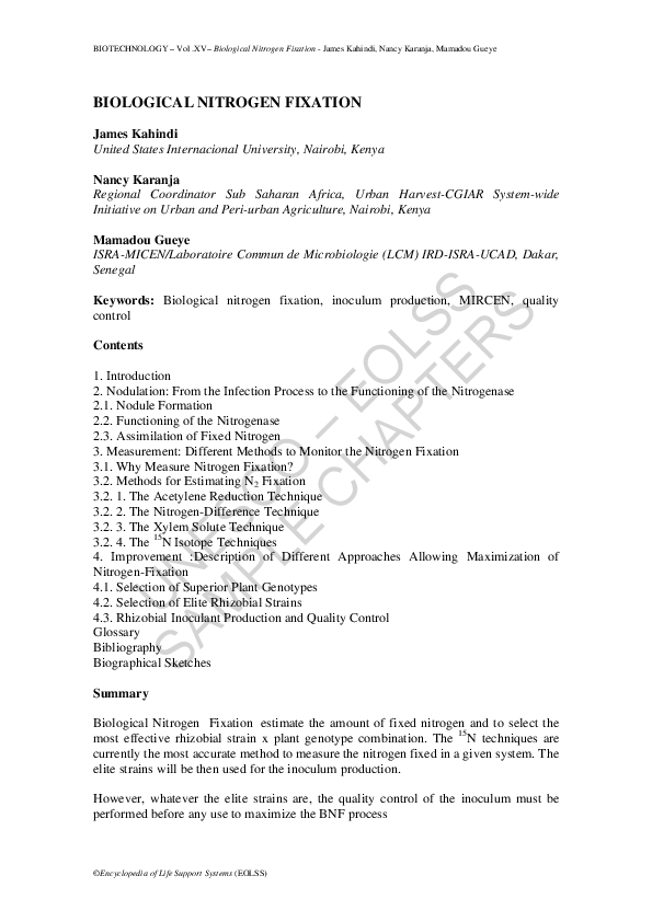 (PDF) Biological nitrogen fixation