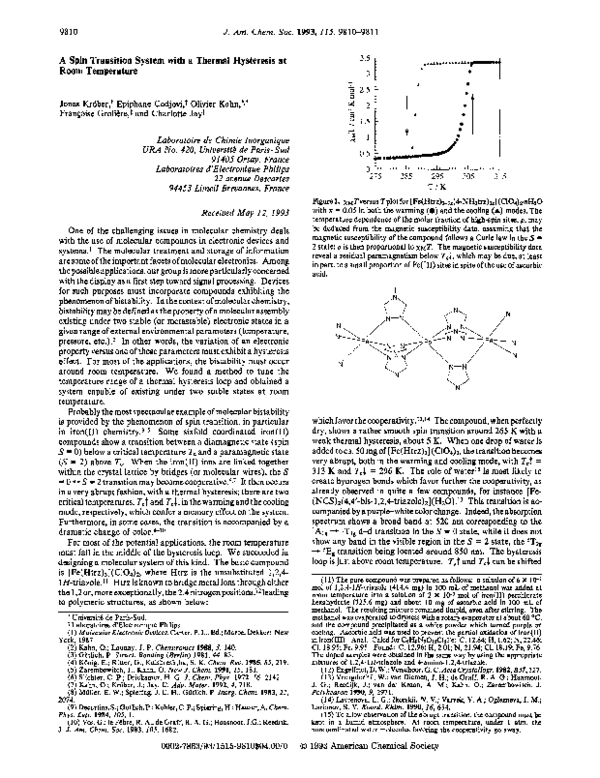 (PDF) A spin transition system with a thermal hysteresis at room temperature