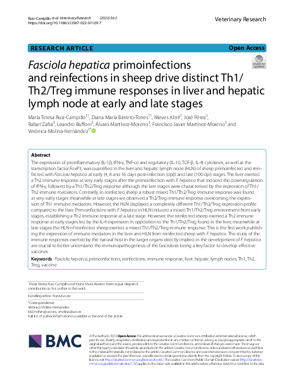 (PDF) Fasciola hepatica primoinfections and reinfections in sheep drive ...