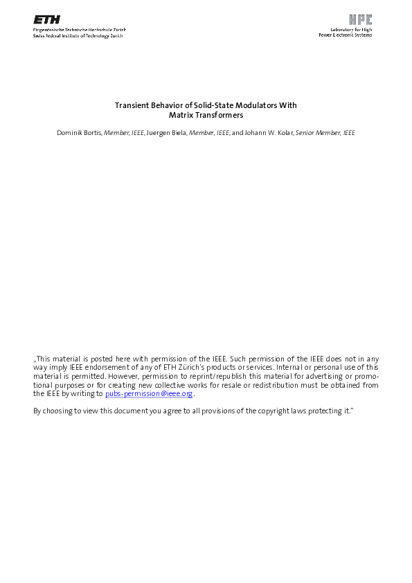 Pdf Transient Behavior Of Solid State Modulators With Matrix Transformers