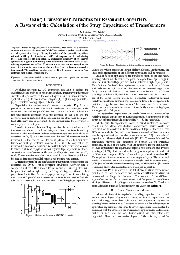 (PDF) Using Transformer Parasitics for Resonant Converters—A Review of ...