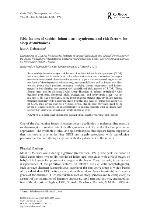 (PDF) Risk factors of sudden infant death syndrome and risk factors for ...