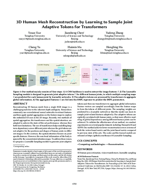 (PDF) 3D Human Mesh Reconstruction by Learning to Sample Joint Adaptive ...