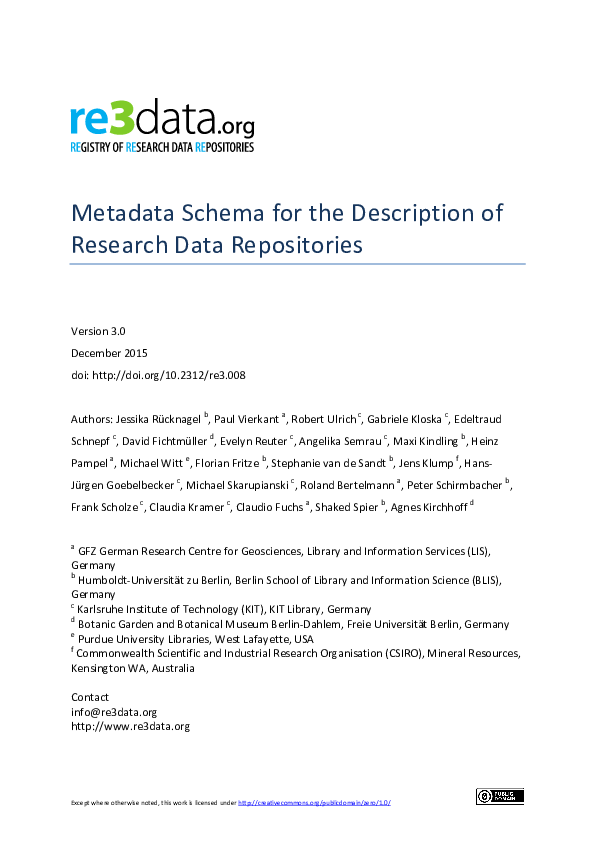 (PDF) Metadata Schema for the Description of Research Data Repositories : version 3.0 | Shaked ...