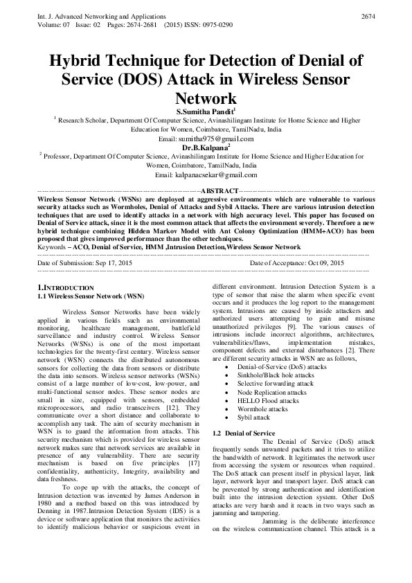 (PDF) Hybrid Technique for Detection of Denial of Service (DOS) Attack ...