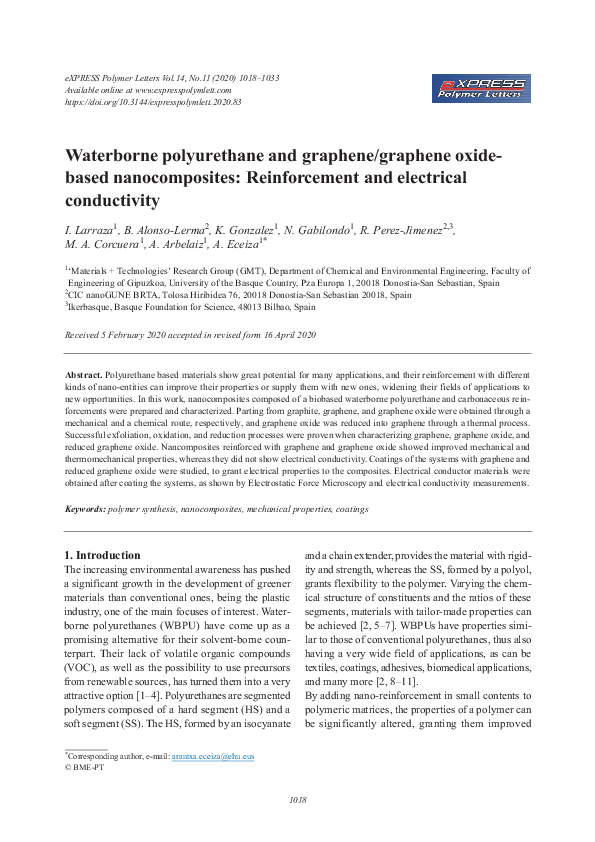 (PDF) Waterborne polyurethane and graphene/graphene oxide-based ...