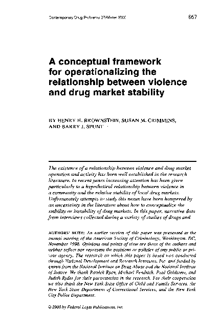 (PDF) A Conceptual Framework for Operationalizing the Relationship between Violence and Drug ...
