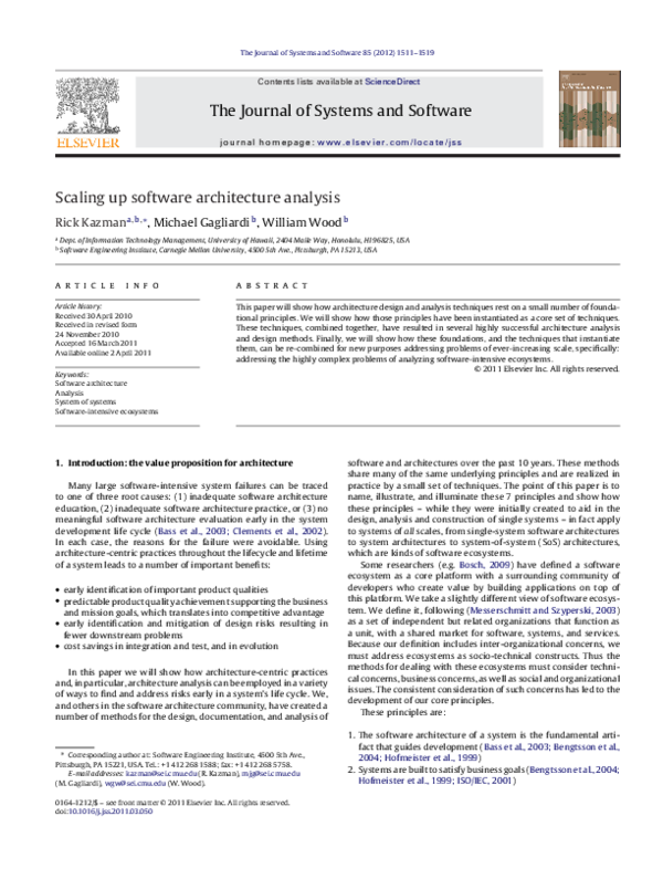 (PDF) Scaling up software architecture analysis
