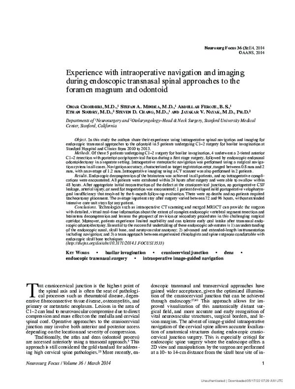 (PDF) Experience with intraoperative navigation and imaging during ...