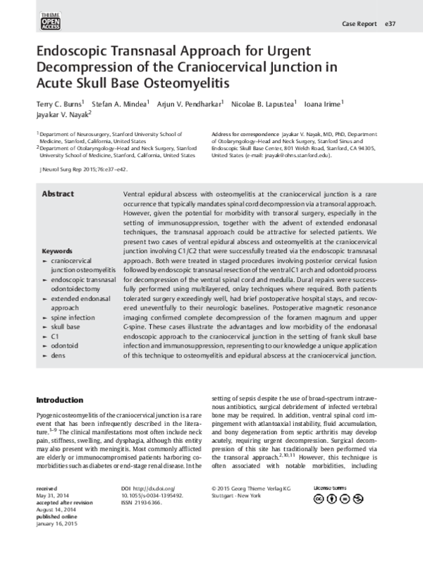 (PDF) Endoscopic Transnasal Approach for Urgent Decompression of the ...