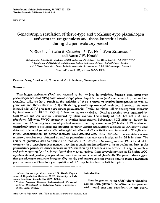(PDF) Gonadotropin regulation of tissue-type and urokinase-type ...