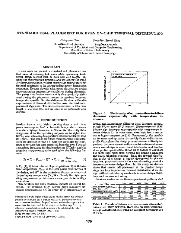 (PDF) Standard cell placement for even on-chip thermal distribution