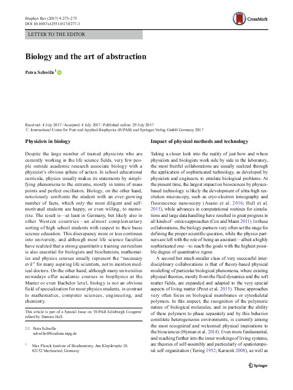 (PDF) Biology and the art of abstraction