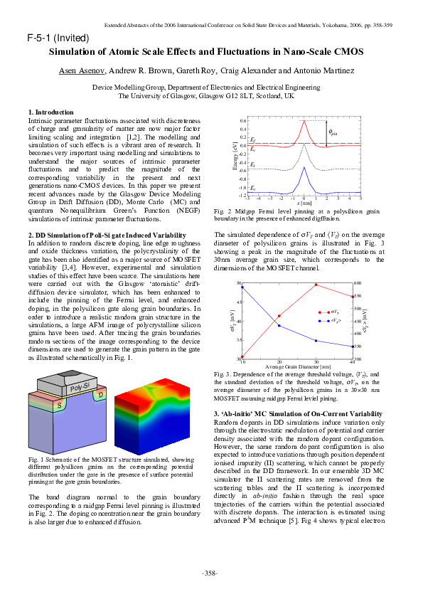 (PDF) Simulation of Atomic Scale Effects and Fluctuations in Nano-Scale CMOS