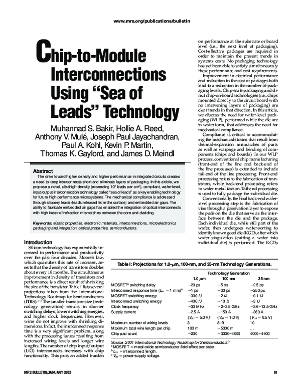 (PDF) Chip-to-Module Interconnections Using “Sea of Leads” Technology