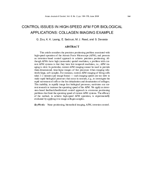 (PDF) Control Issues in High-Speed Afm for Biological Applications ...