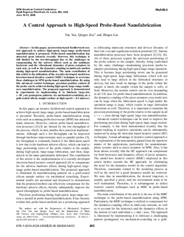(PDF) A control approach to high-speed probe-based nanofabrication